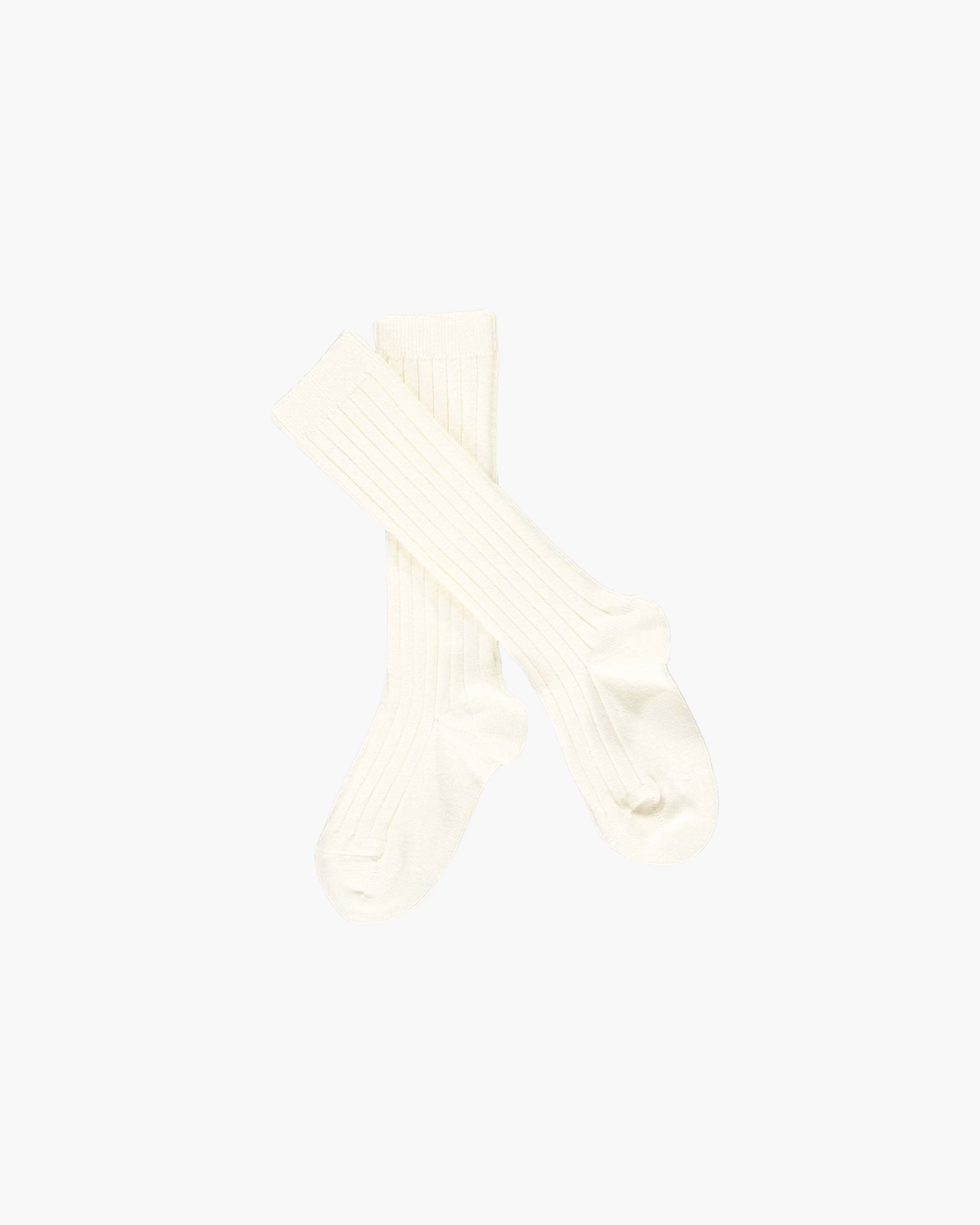 Cream Ribbed High Knee Socks for Children | Amaia London