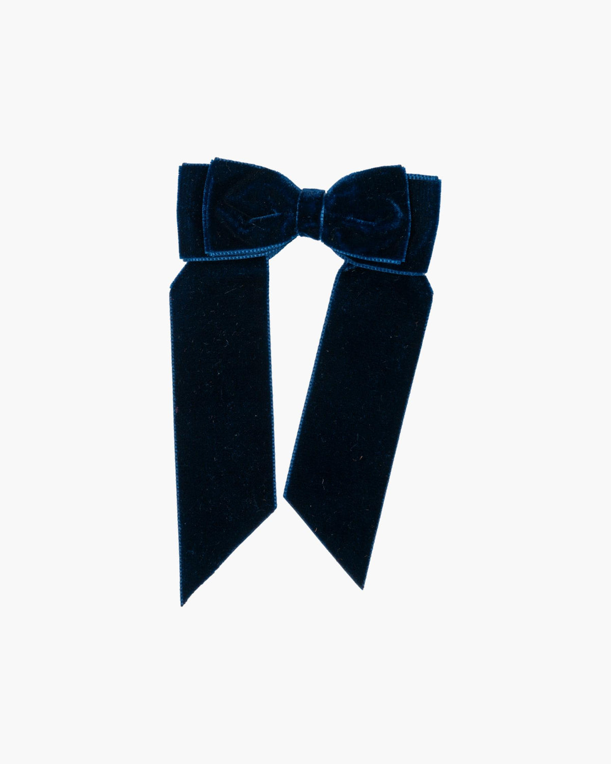 Large Velvet Long Tail Bow Navy - Handmade in UK | Amaia London