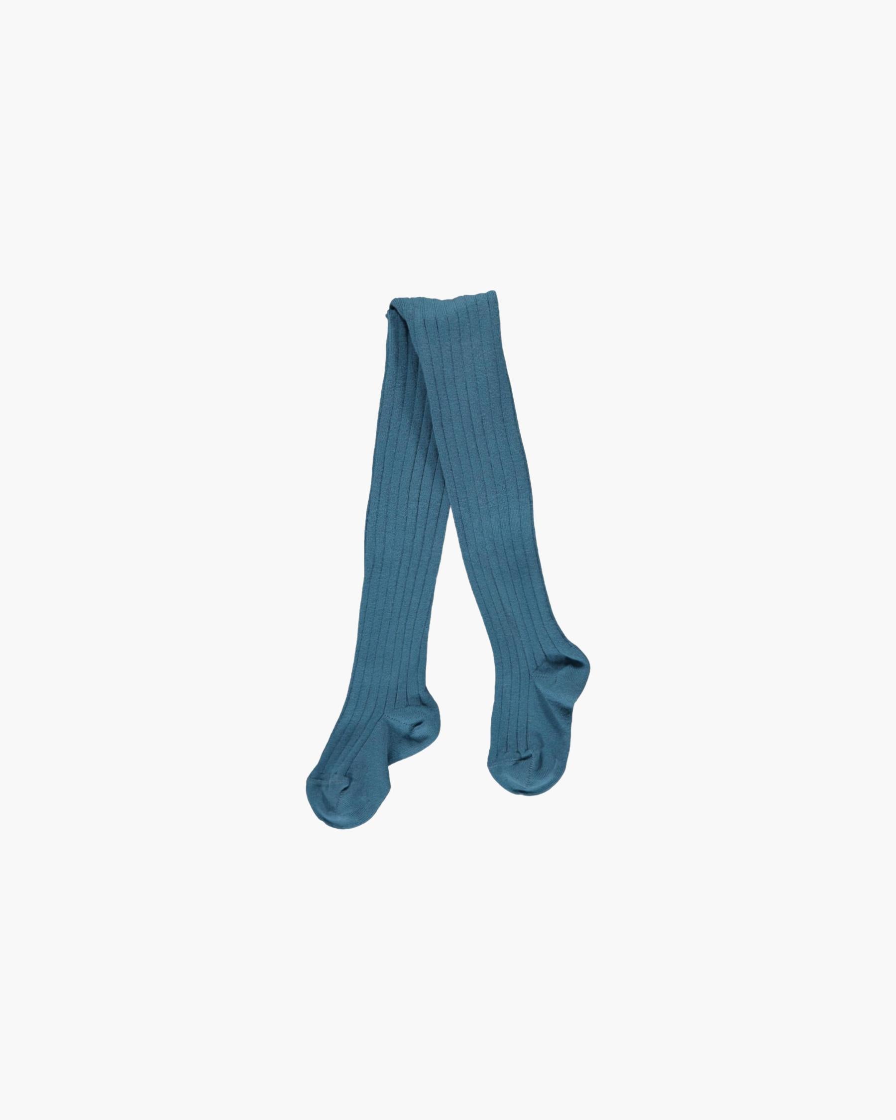 Cobalt Ribbed Tights - Made in Spain for Girls | Amaia London